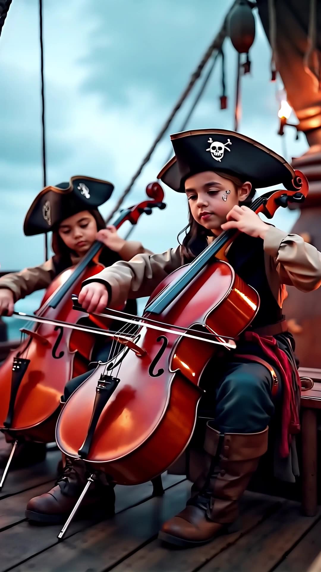 Two young pirates set sail on a musical adventure! 🏴‍☠️🎶 ⚔️🎻☠️
