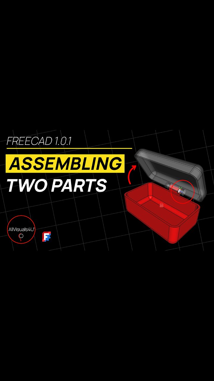 🏗 FreeCAD Assembly Workbench - FreeCAD 1 Tutorial - Box With Lid - FreeCAD Assemble Parts | #Shorts