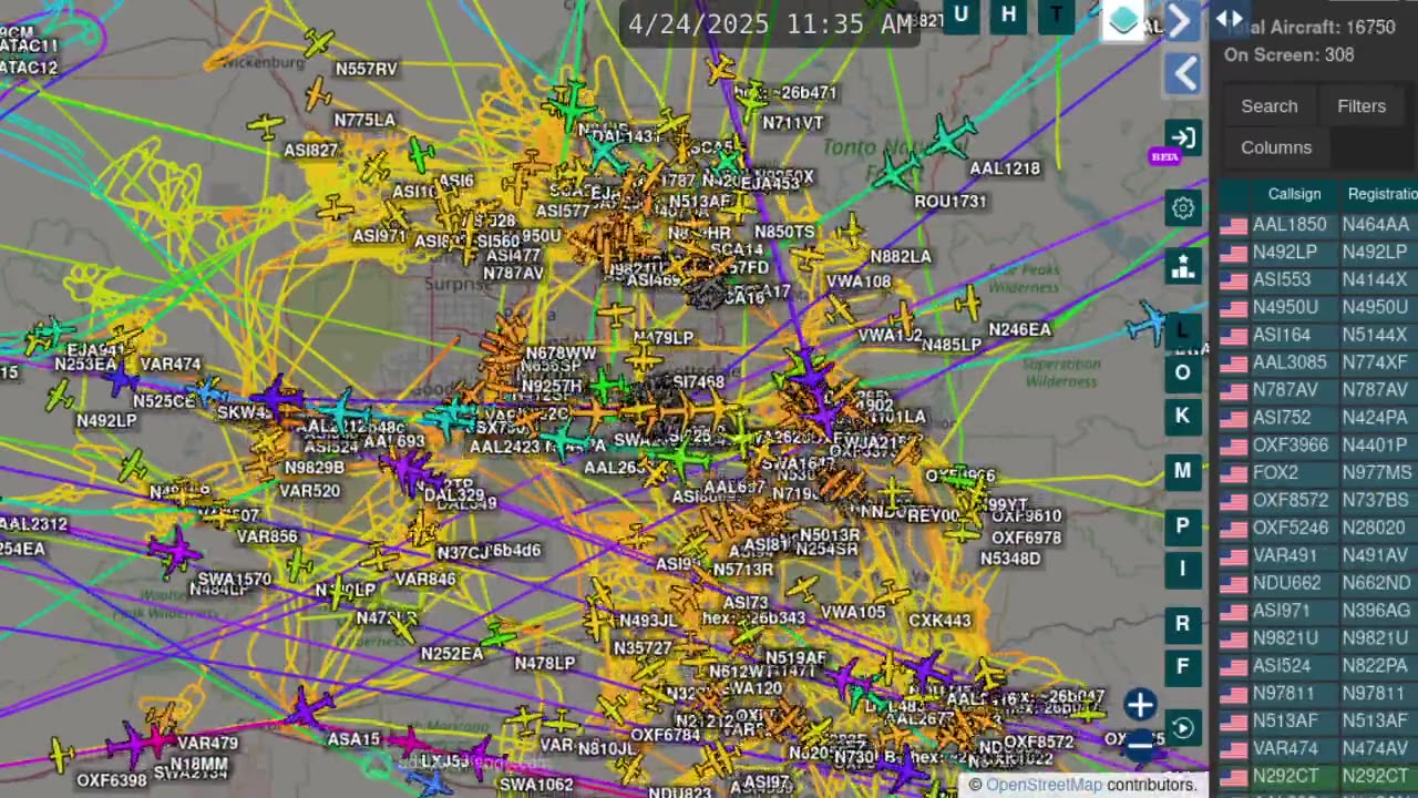 Phoenix Arizona airplanes time lapse - April Mid 2025 - no audio