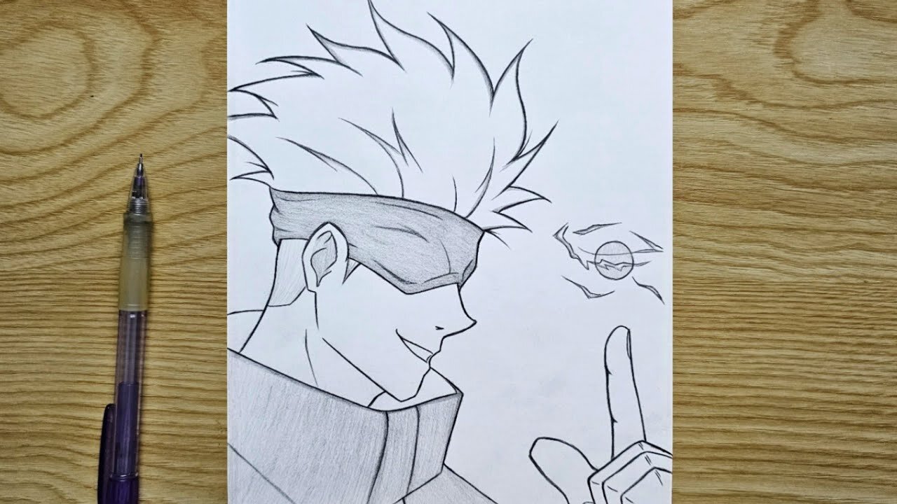 Gojo drawing easy | How to draw Gojo Satoru step by step | anime ...