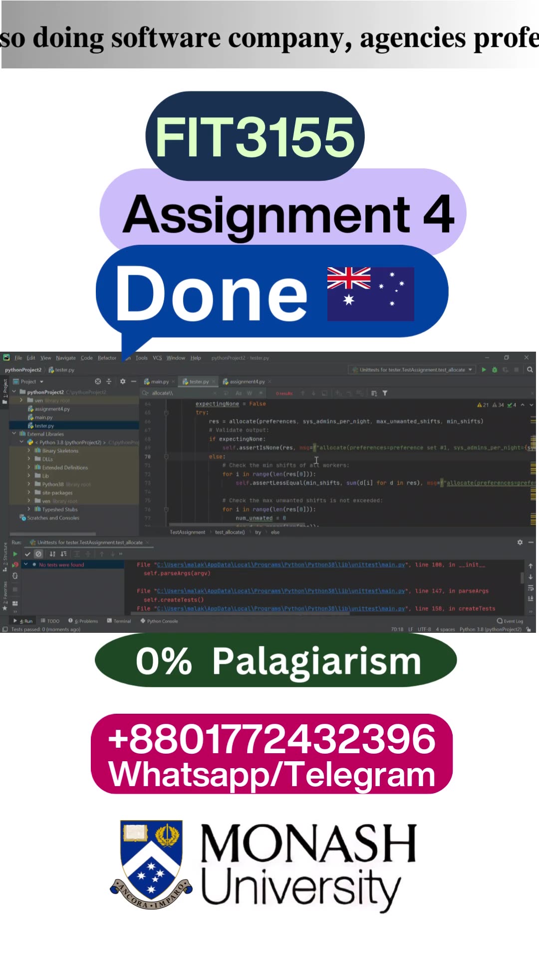 Student Work(Assignmen)|FIT3155 Assignment 4:Solving Scheduling ...