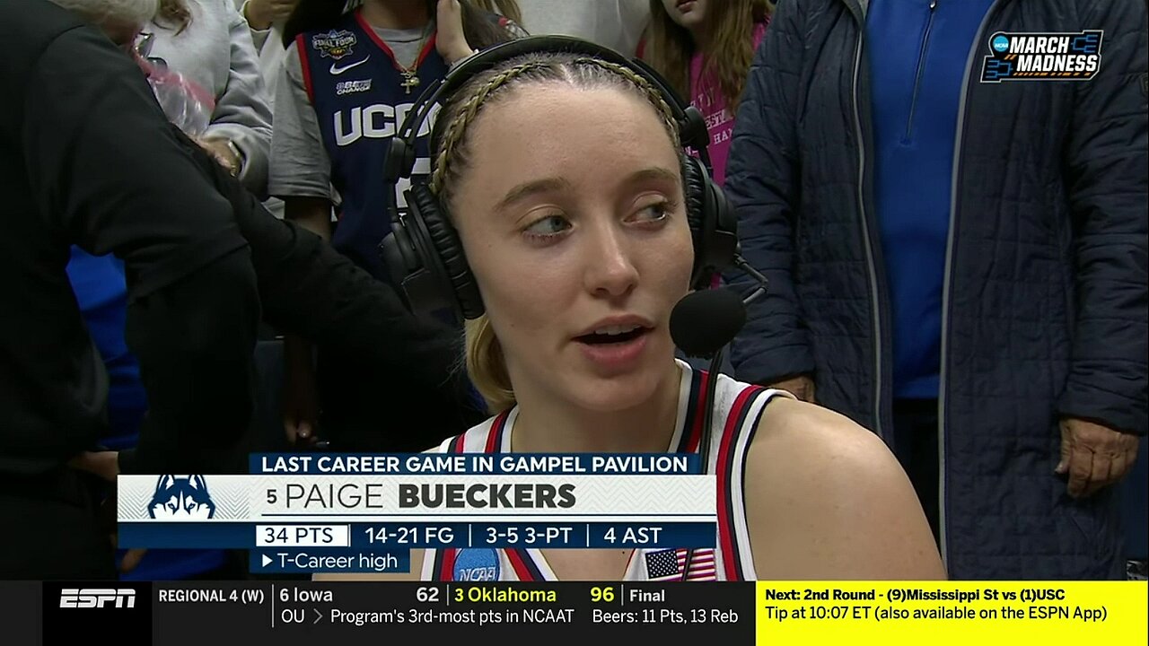 Paige Bueckers, Geno Auriemma interview after win | NCAA women's ...