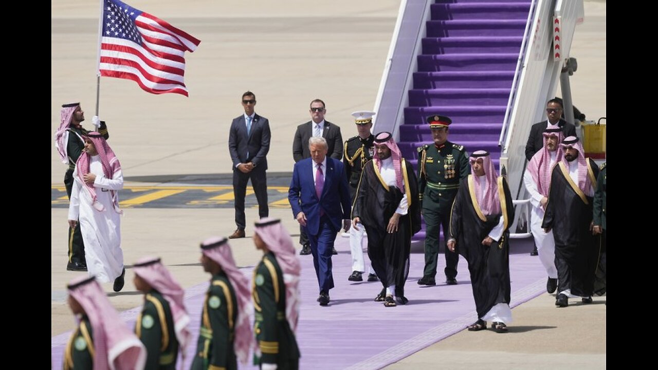 Trump and his purple tie, purple carpet "Royal takeover"