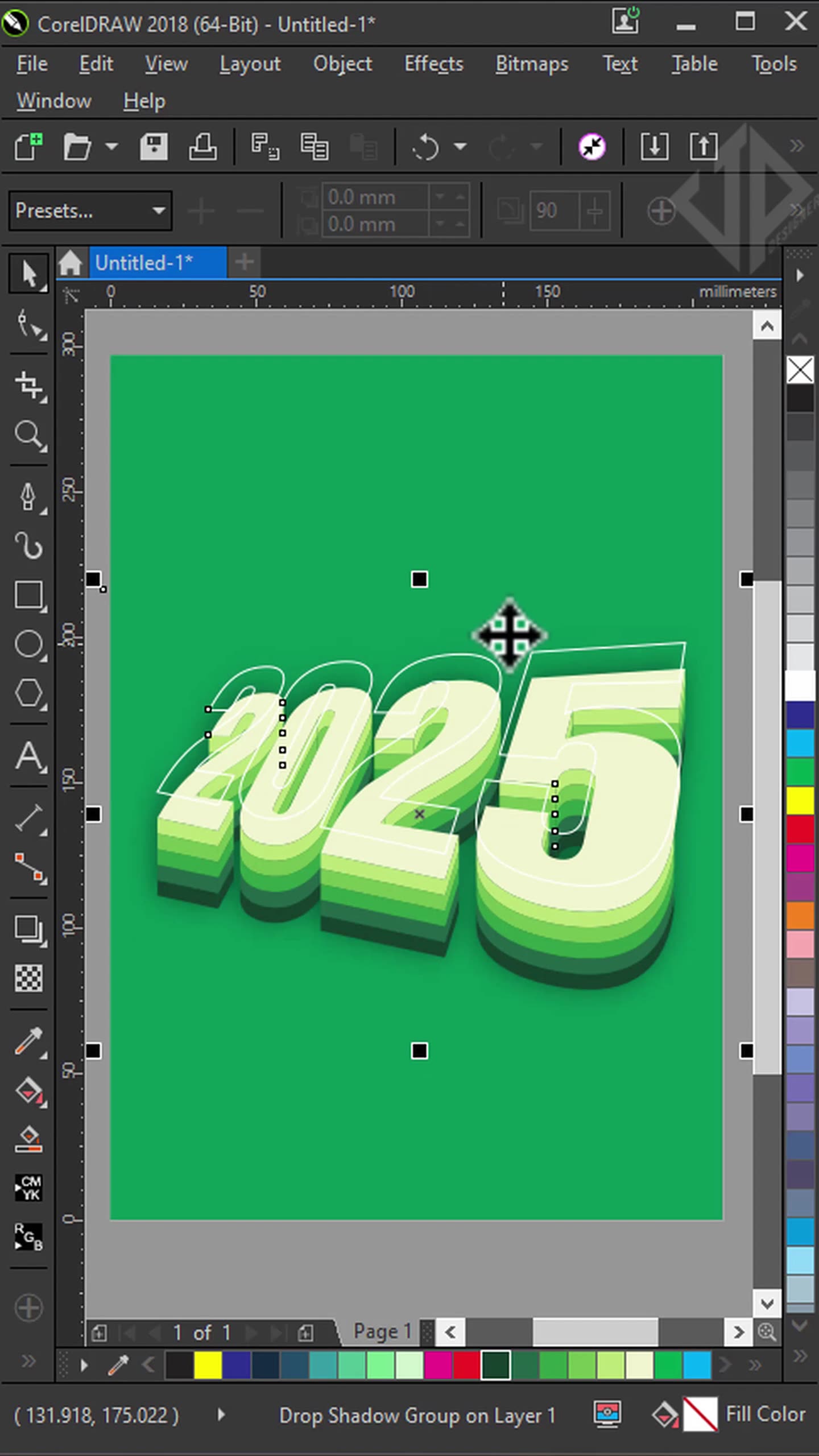 3d text shadow effect in coreldraw