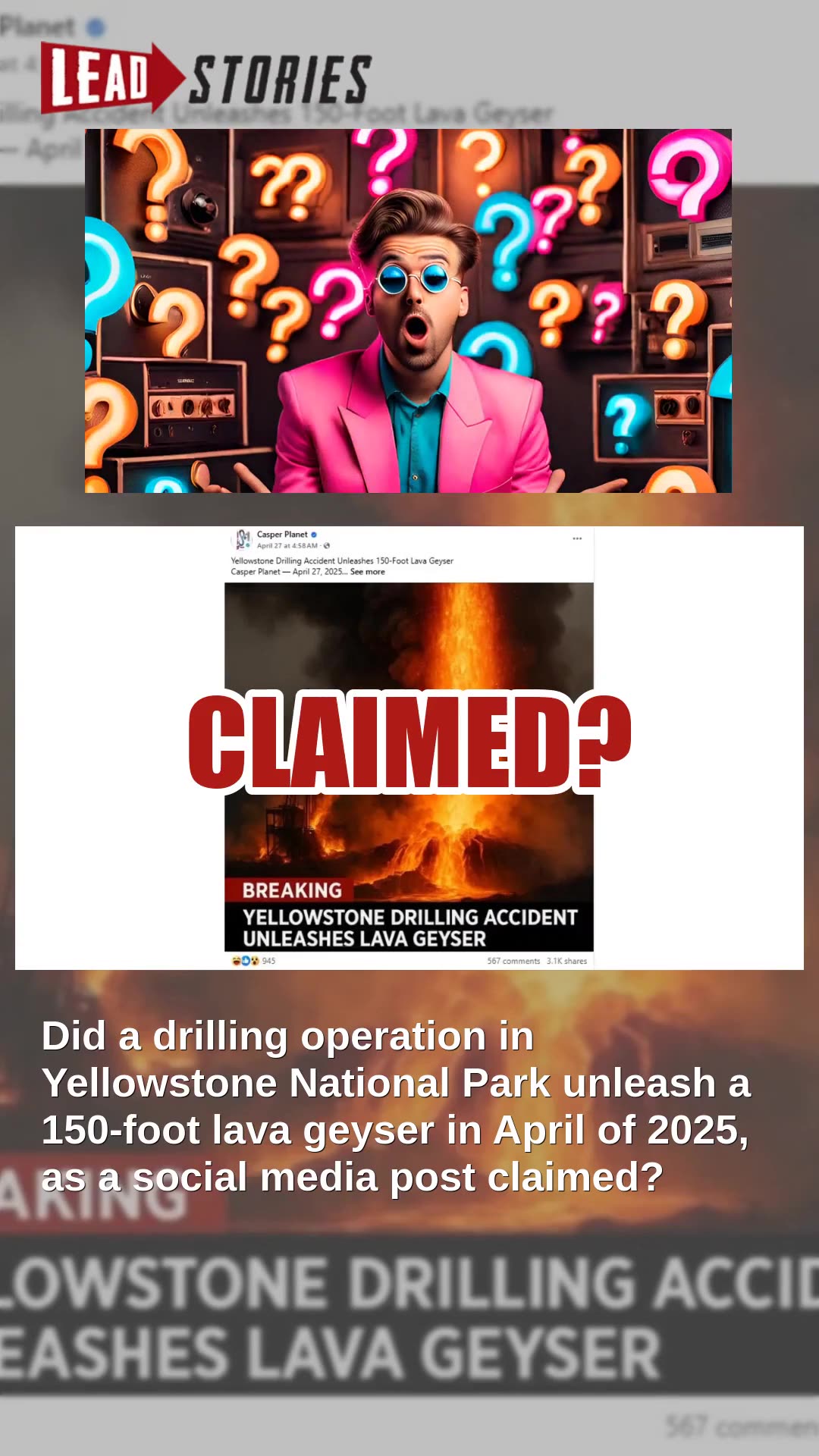 Fact Check: 'Yellowstone Drilling' Did Not Unleash Any 150-Foot Lava Geyser -- Satire/Parody Site