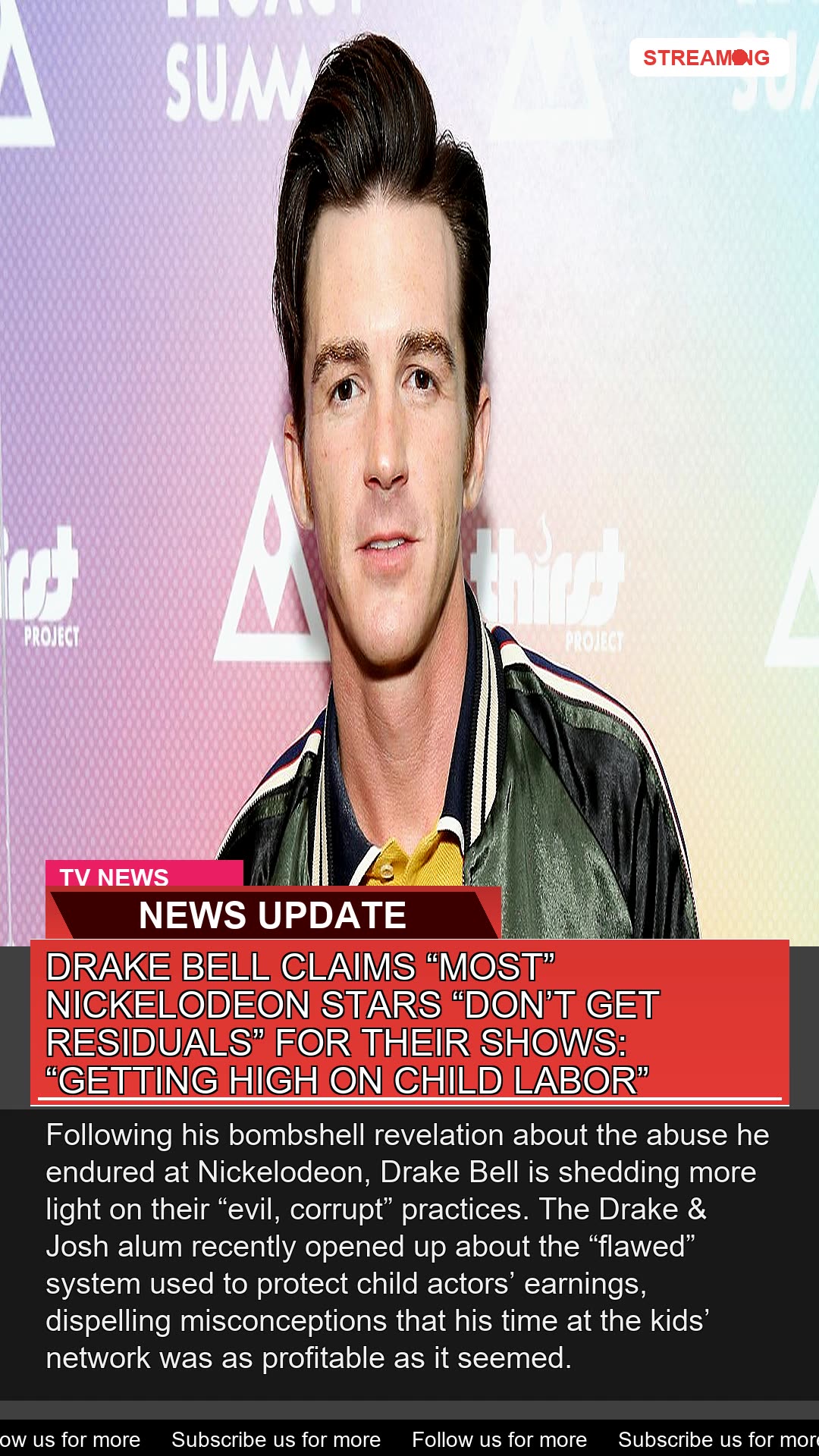 Drake Bell Claims Most Nickelodeon Stars Dont