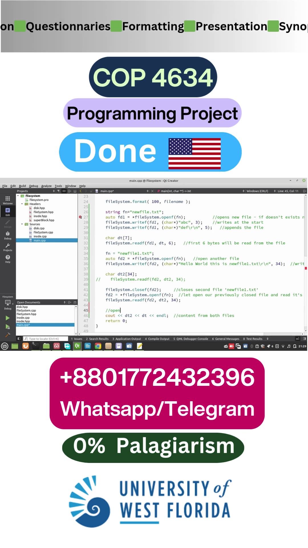 Student Work(Project)|COP4634 Project 4–File System with Free-Space ...