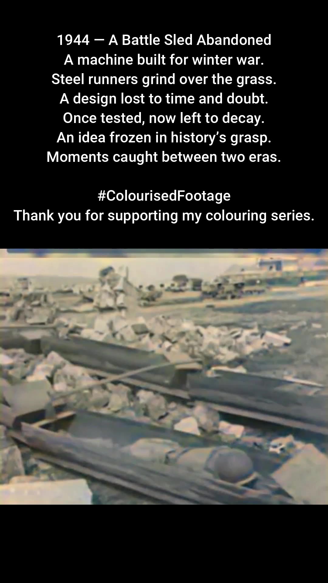 1944 Experimental Battle Sled Unused Military Design #ColourisedHistory