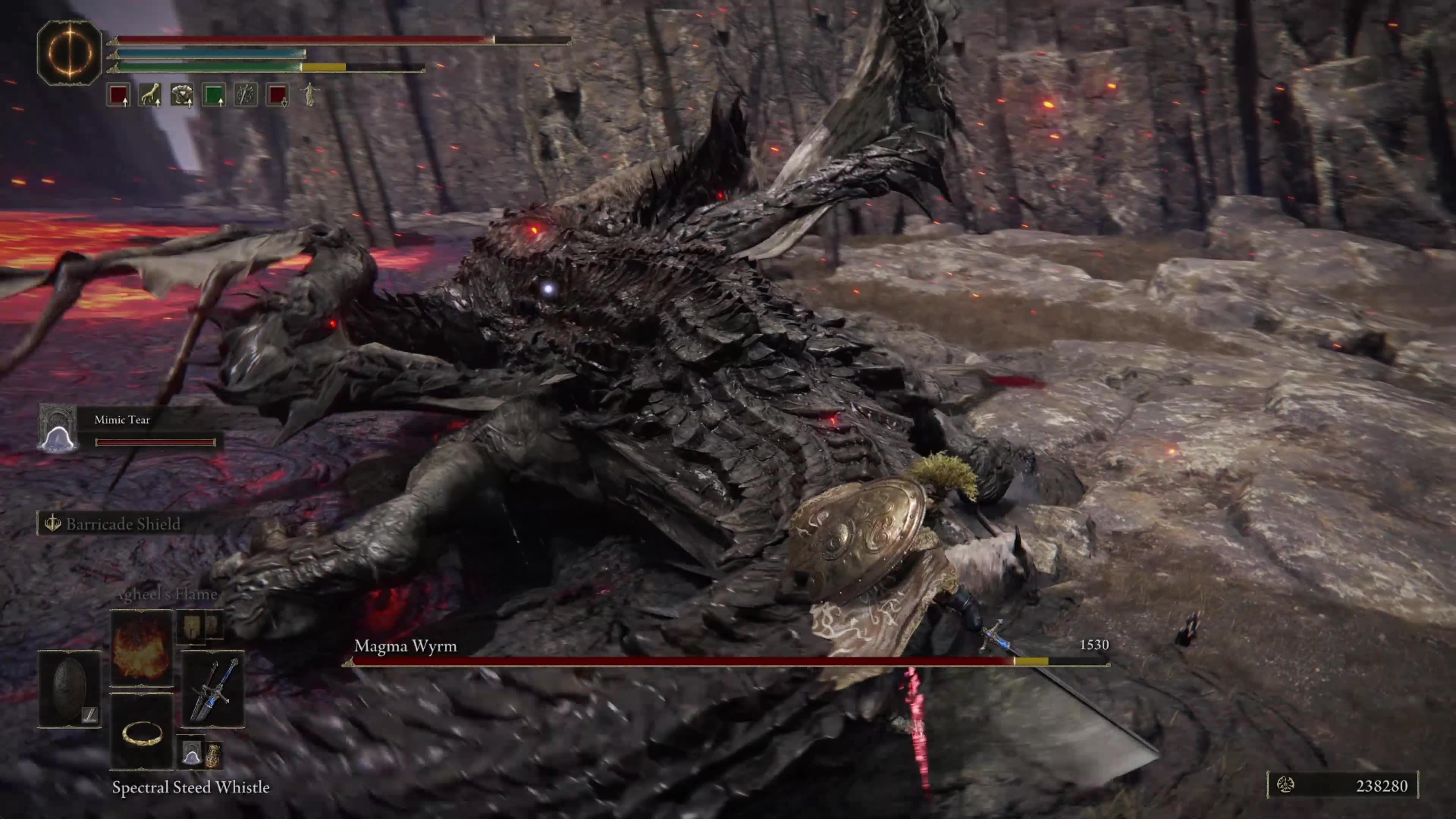 Elden Ring PC | Magma Wyrm of Mount Gelmir boss fight with summoned ...