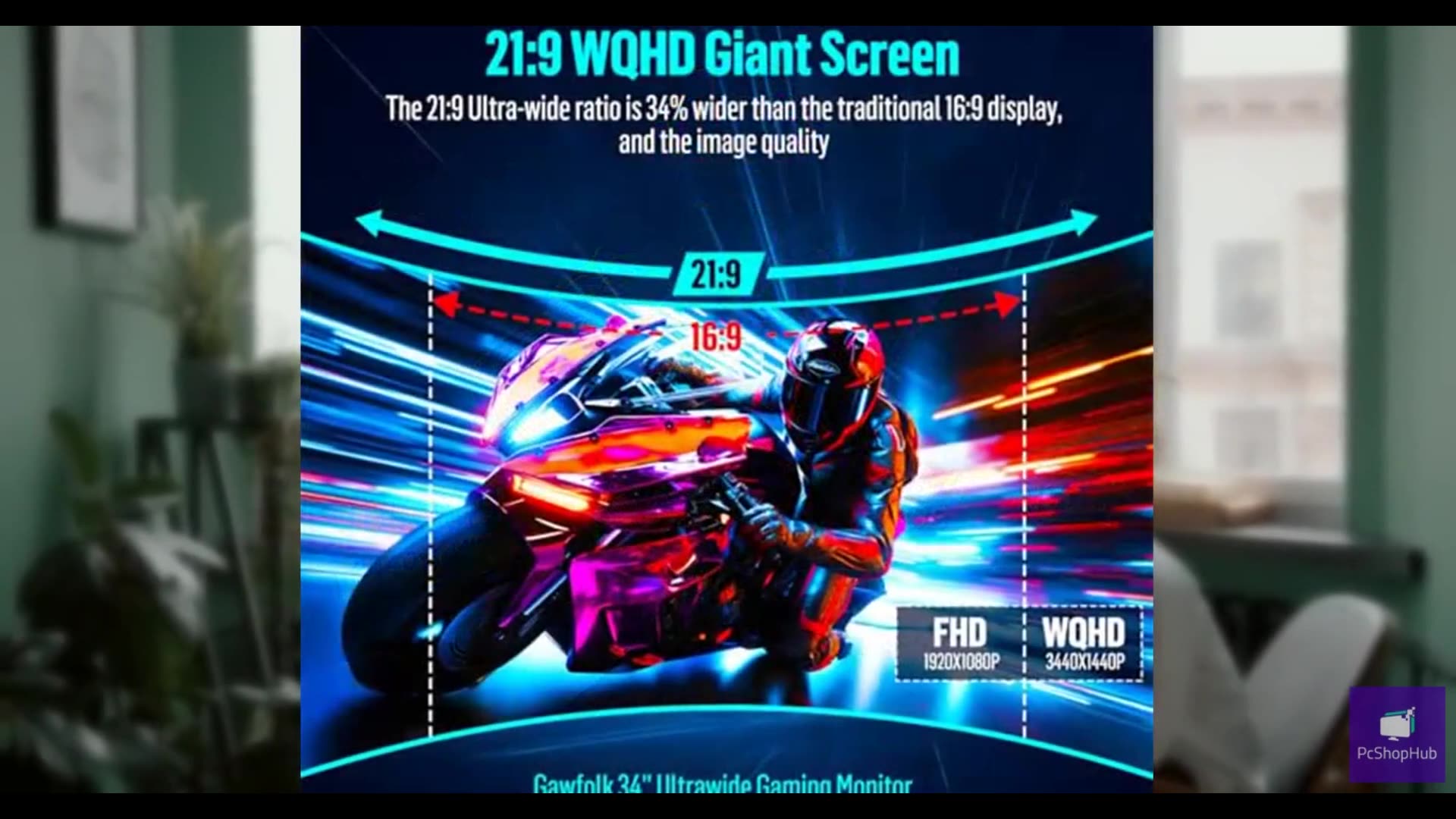 Gawfolk 34 Inch Ultrawide Curved Gaming Monitor, 1500R PC Screen 165hz ...