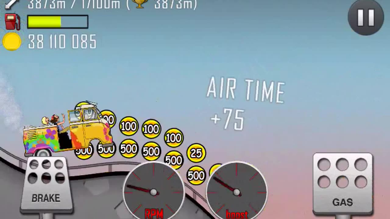 Hill Climb Racing, Minibike, Volcano, 1694m