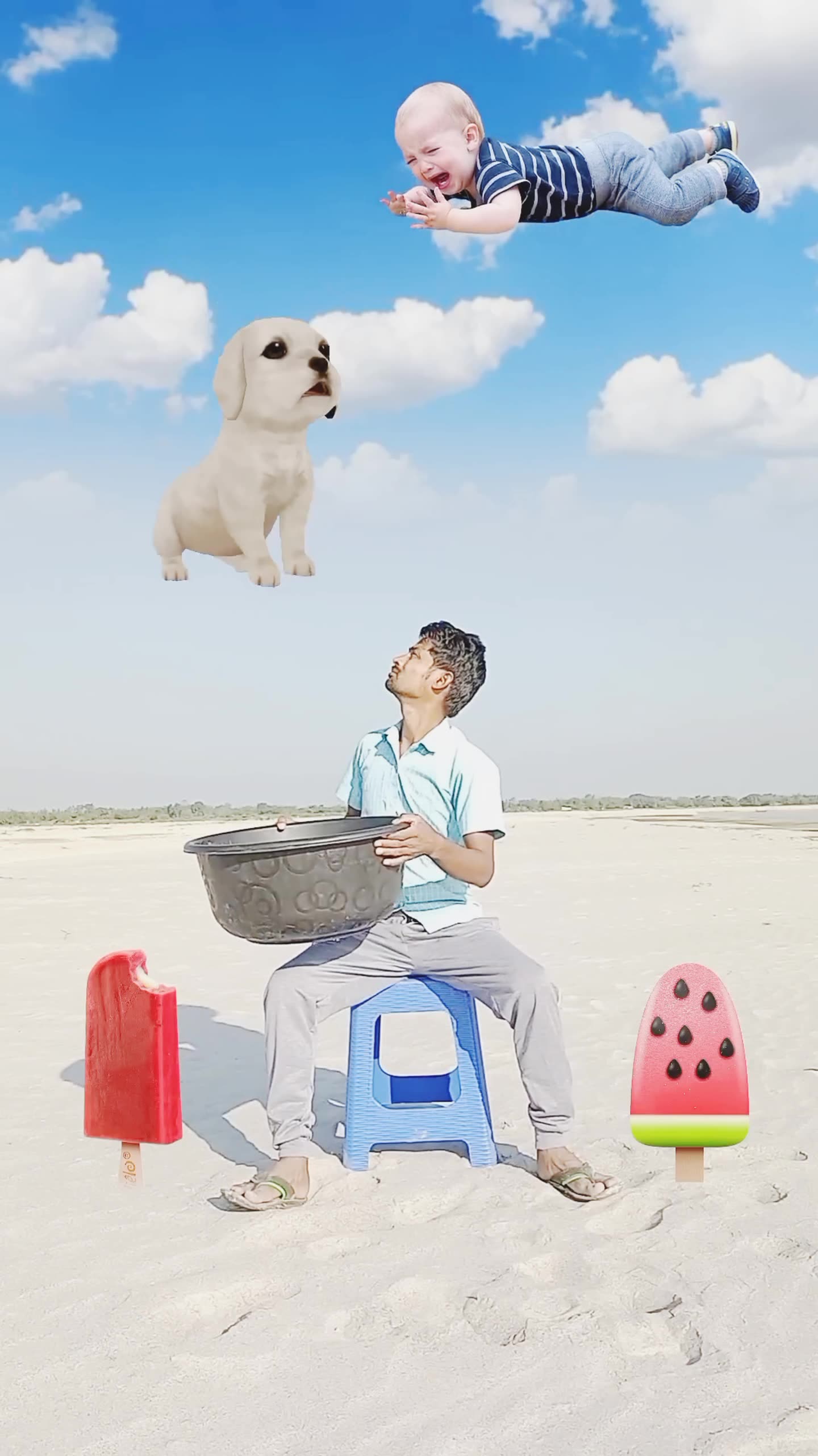 Crying Flying babies catching vs cat & puppy - Funny magic vfx video 😀😀😀