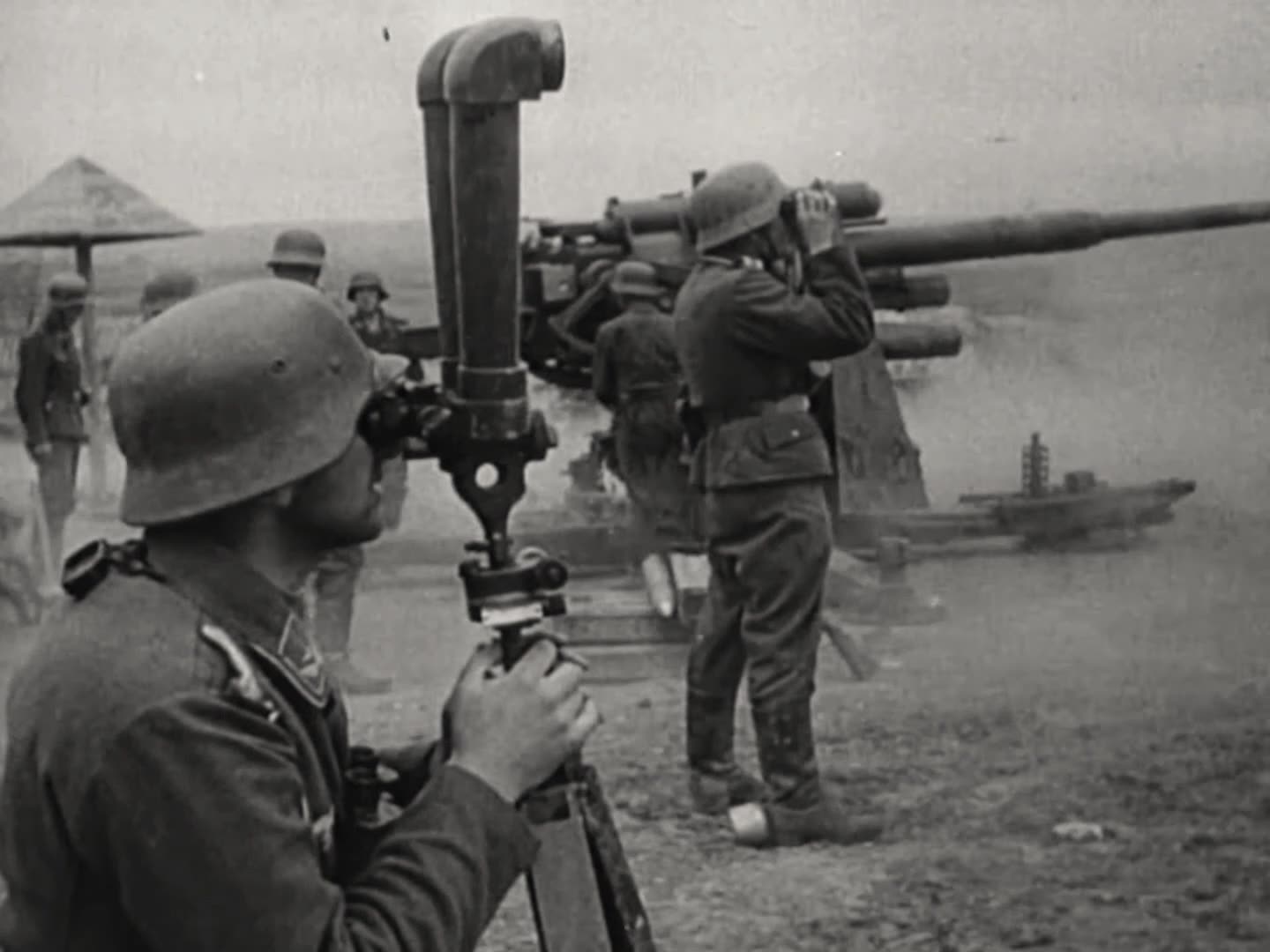 88mm Flak guns engage Soviet targets on land and at sea on the Kerch ...