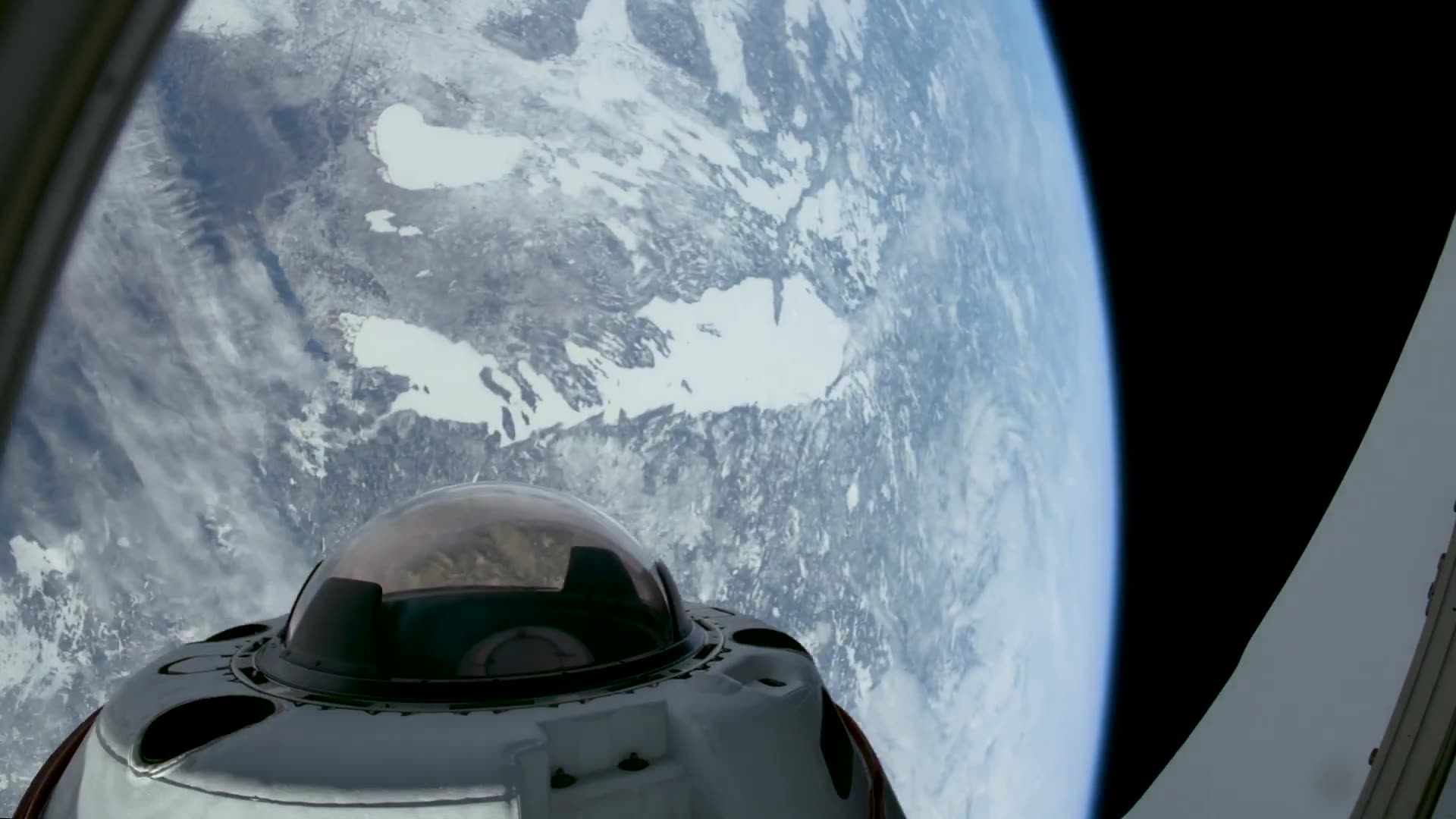 Views from the Dragon spacecraft during Fram2, the first polar-orbit human