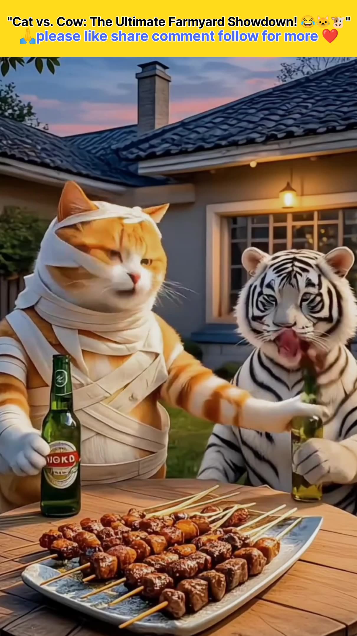 "Cat vs. Cow: The Ultimate Farmyard Showdown! 😂🐱🐮"#vairal #3danimason