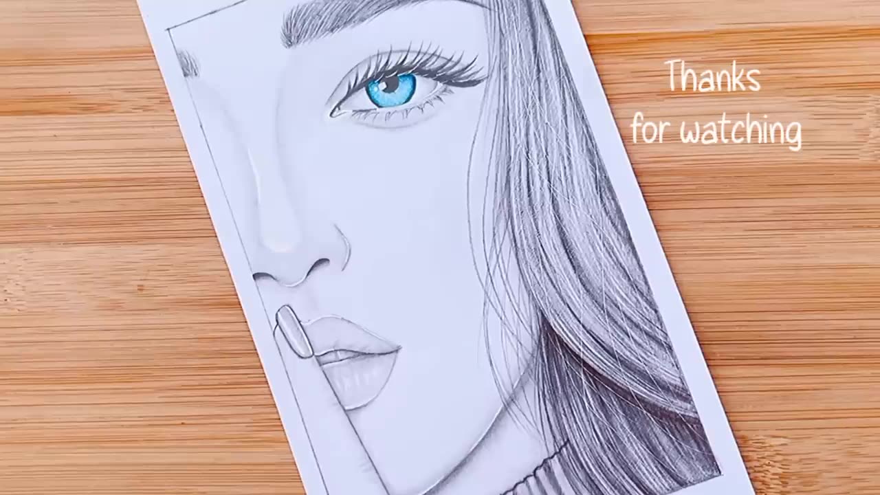 How to draw a beautiful blue eyed girl -Pencil Sketch | She is staring ...