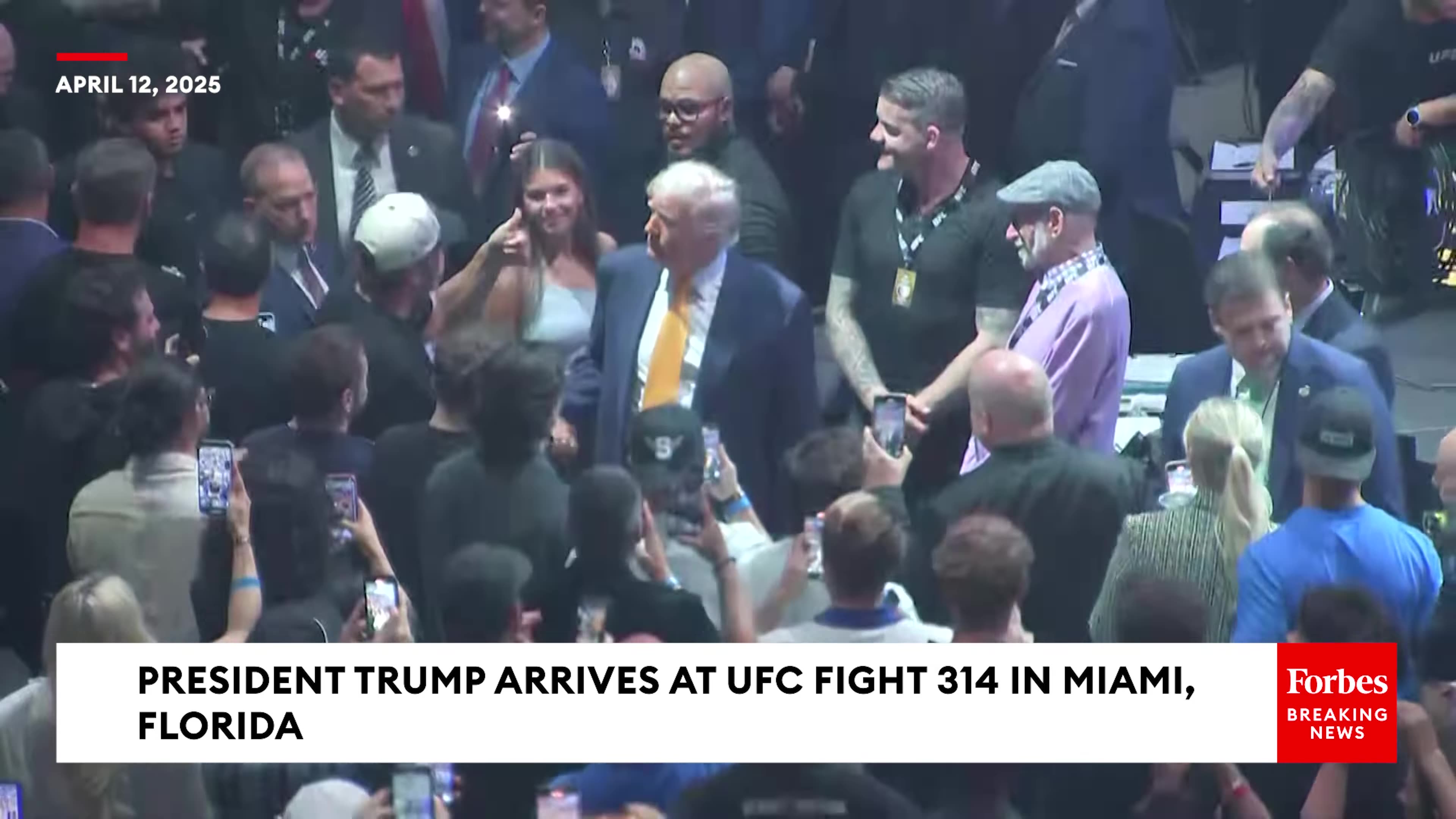 Crowd Goes Wild As Trump Enters UFC Fight 314 Alongside Granddaughter ...