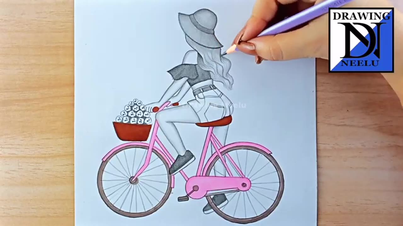 How to draw a Girl with Cycle -Step by Step || Pencil sketch for ...
