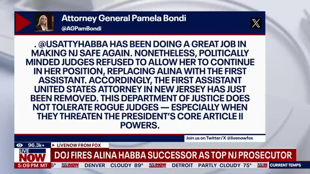 DOJ fires Alina Habba successor as top New Jersey prosecutor | LiveNOW ...