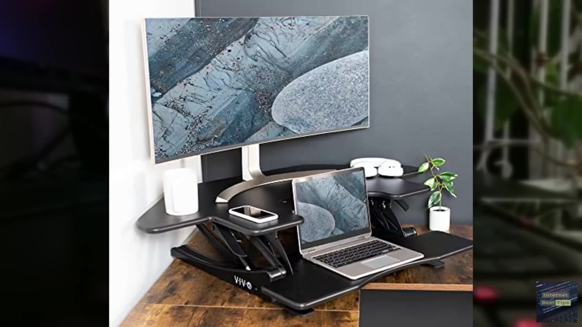 VIVO 43 inch Corner Height Adjustable Cubicle Stand Up Desk Converter ...