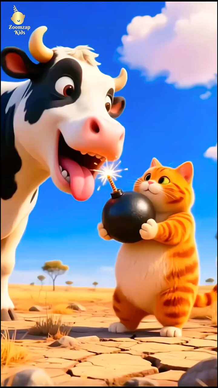 The cat feed the cow the Bomb💣 😱| Let's see the funny story 🤣|# ...