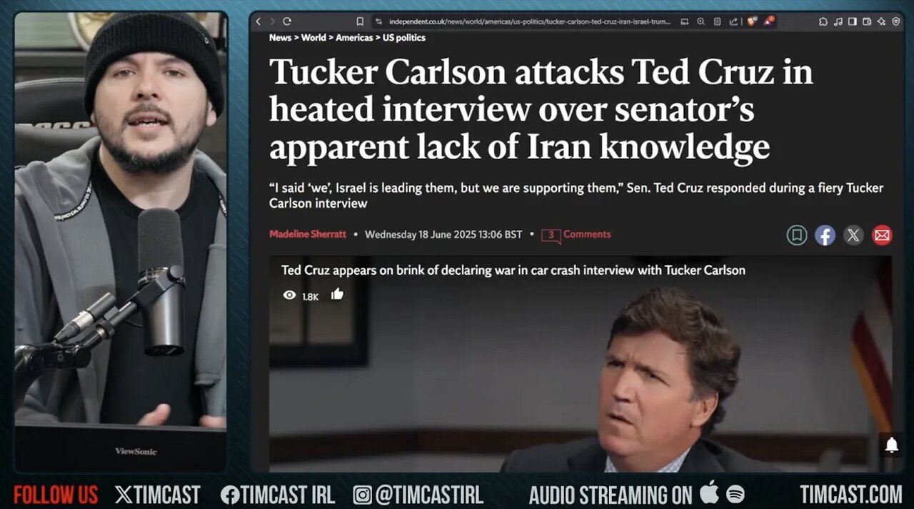 Tucker Carlson ROASTS Ted Cruz Over IRAN WAR, Cruz SLAPS BACK, Says ...
