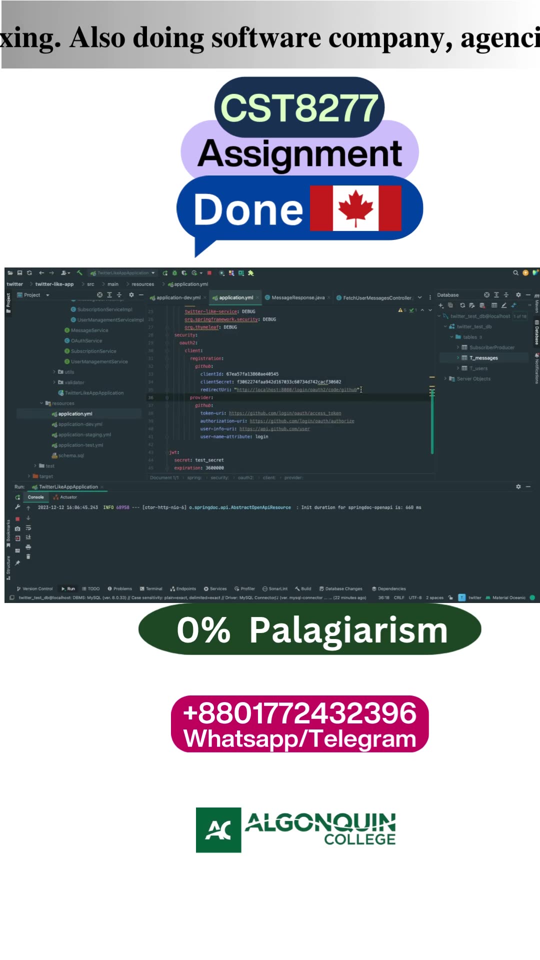 Student Work (Assignment) | CST8277 Assignment 4 -OAuth 2.0 Integration in Java | Algonquin college