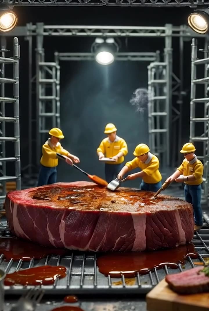 A massive steak slab sits on an industrial steel framework | Nano ...