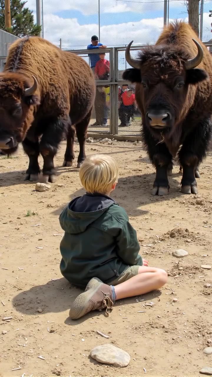Child falls into bison enclosure what the baby bison did next shocked ...