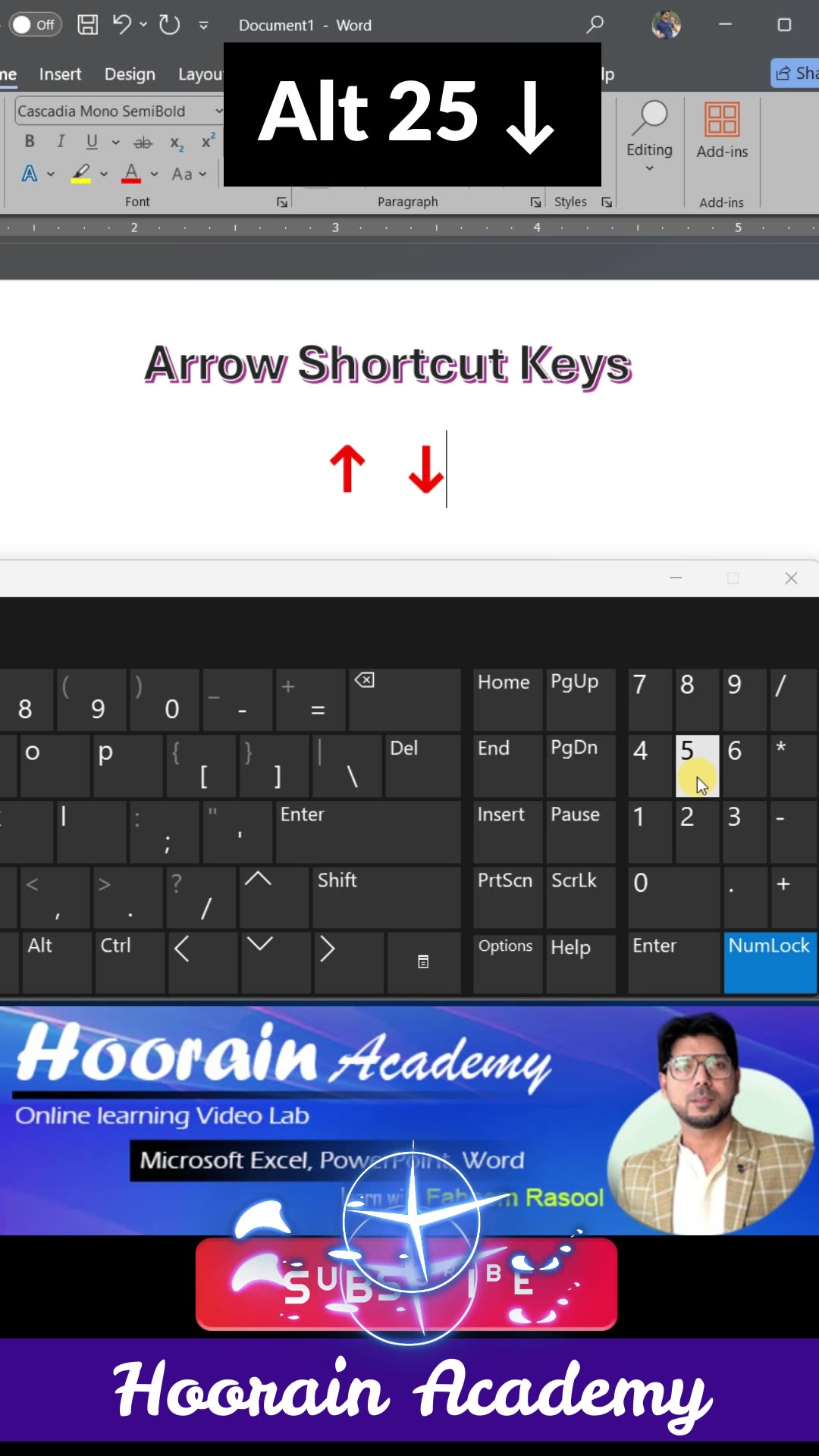 Word Tip 5 - Arrow Symbol Shortcut Keys in Microsoft Word