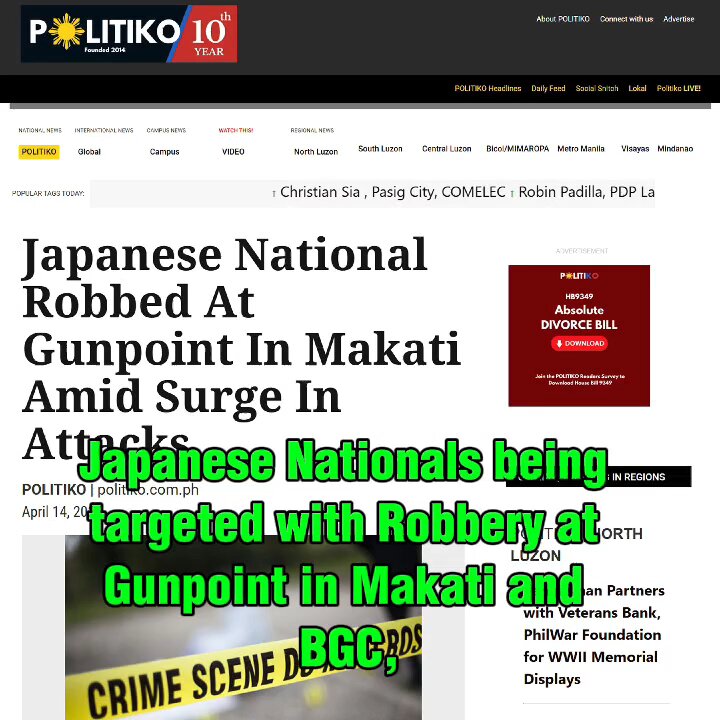 Japanese Nationals being targeted with Robbery at Gunpoint in Makati ...