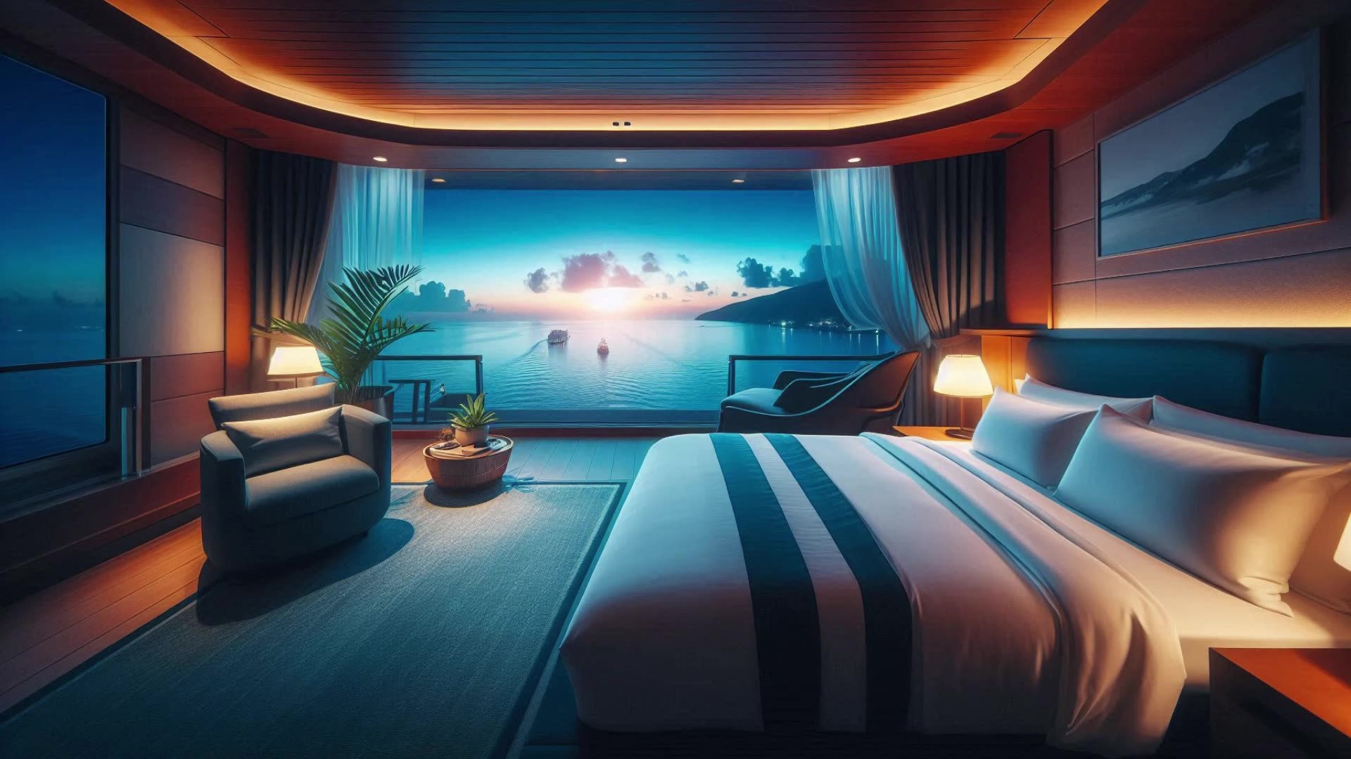 Serene Ocean Views from Luxury Cruise Ship at Night | ASMR for Sleep ...