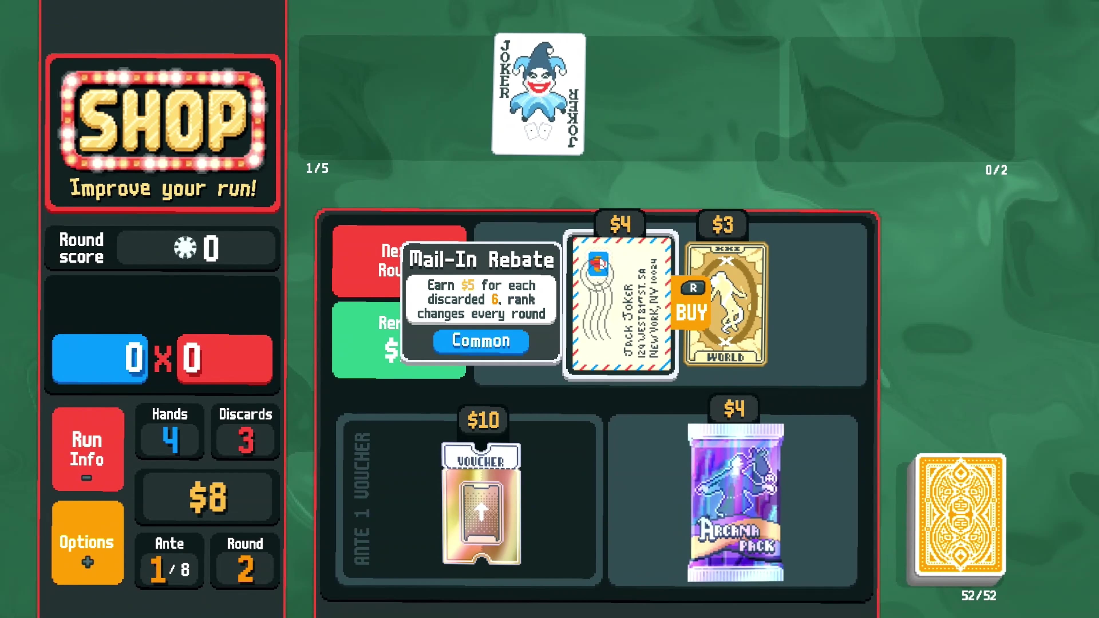 Balatro White Stake Second Run Yellow Deck Ante One