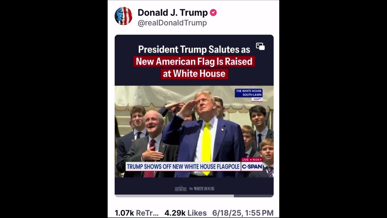 PRESIDENT TRUMP at Flag Pole Raising Ceremony 6 18 2025