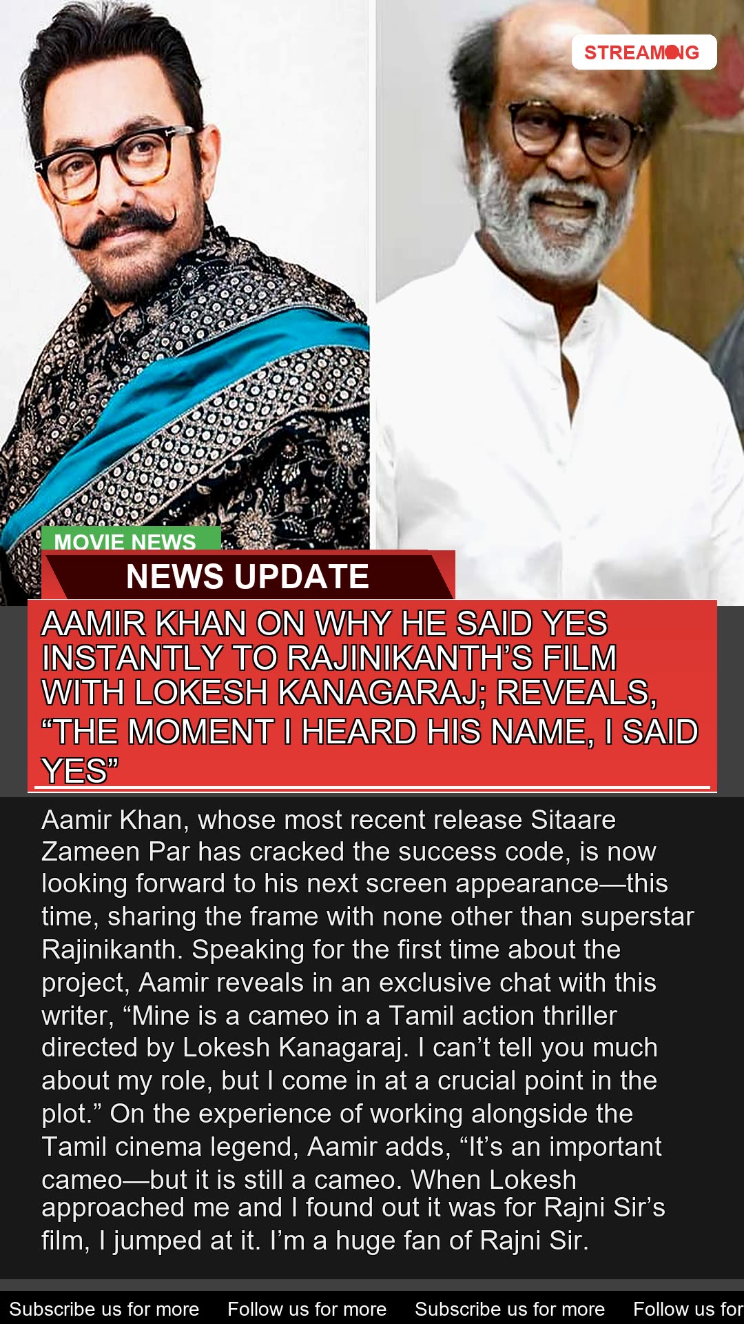 Aamir Khan on Why He Said Yes Instantly to Rajinik