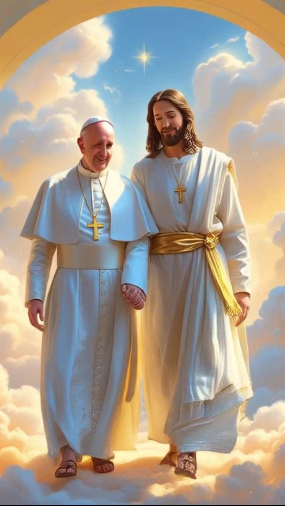 A Divine Movement Pope Francis with Jesus Christ in Heaven Love' ️ 👍 🚀