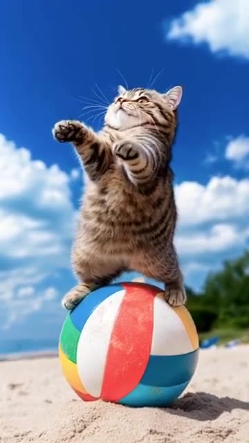 Sandy Paw-formance The Beach’s Most Surprising Feline Circus!