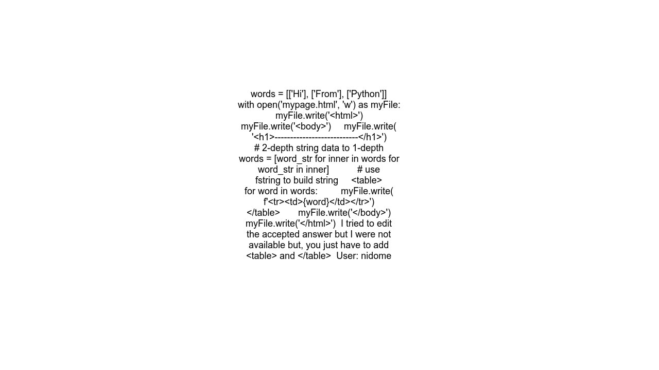 How To Print A Nested List In A Html File Using Python 1038