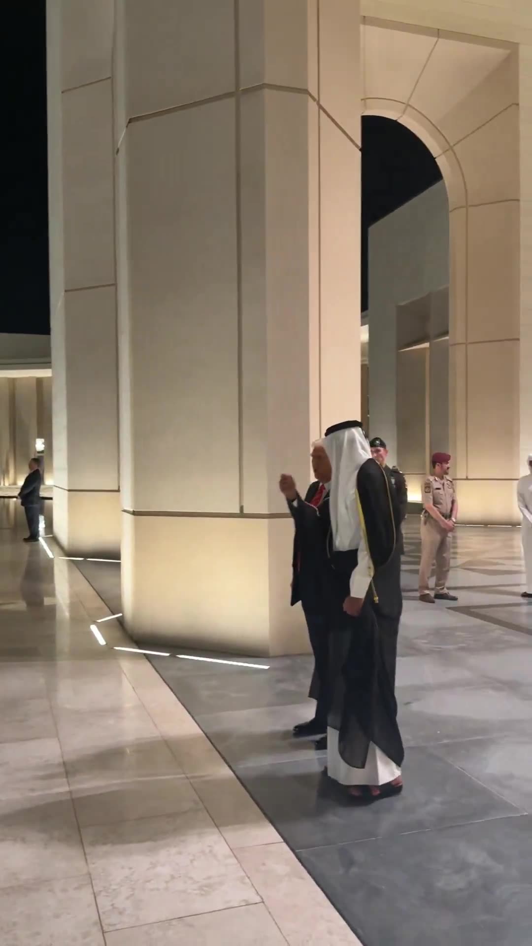 President Trump and the Emir of Qatar watch a sword dancing ceremony at ...