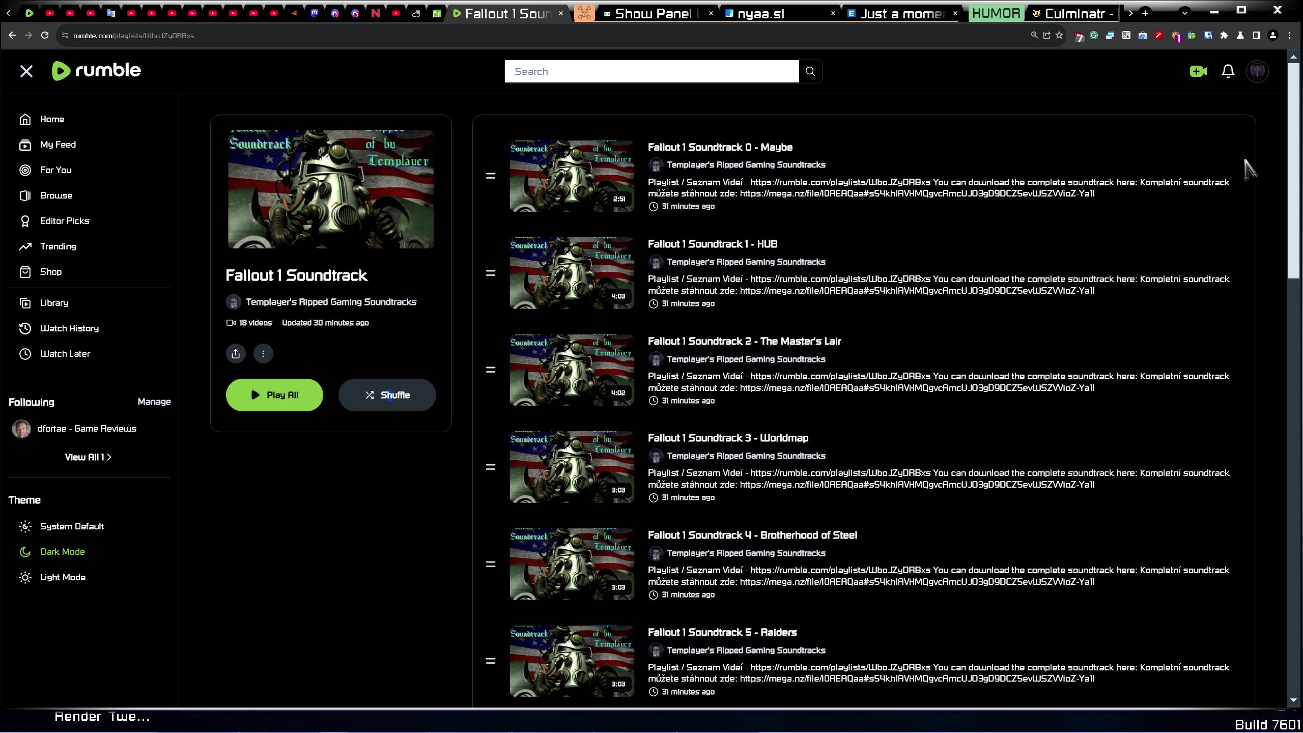 The Fallout 1 Soundtrack is now available on this channel
