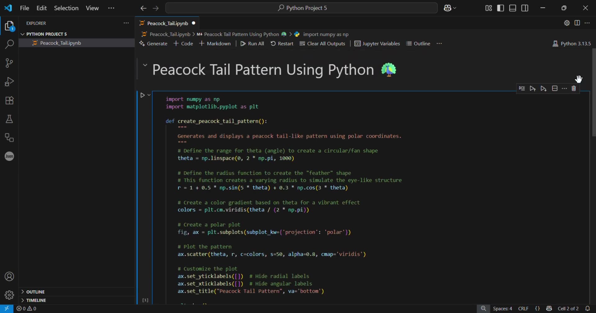 Creating a Stunning Peacock Tail Pattern with Python & Matplotlib