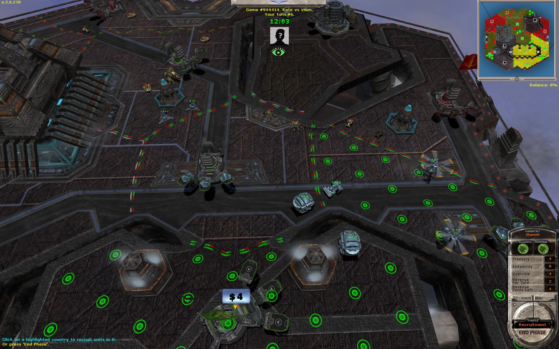 Massive Assault Network 2 (TBS game): map Station Thunder, playing on Linux (Lutris, Wine, Conty)