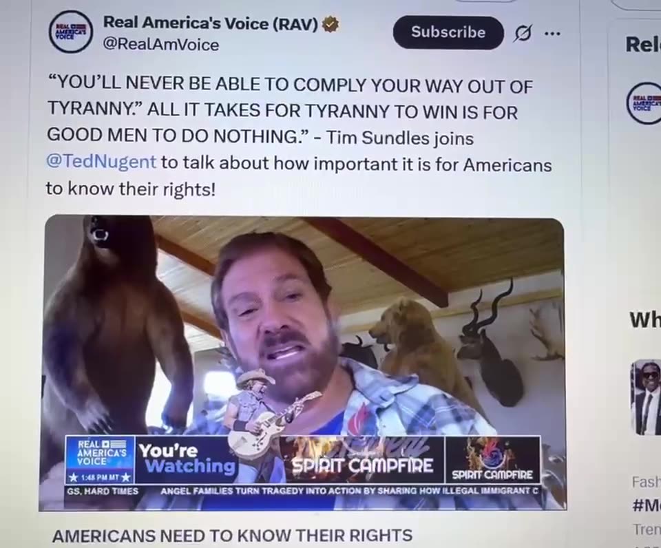 Ted Nugent and Tim Sundles "YOU'LL NEVER BE ABLE TO COMPLY YOUR WAY OUT ...