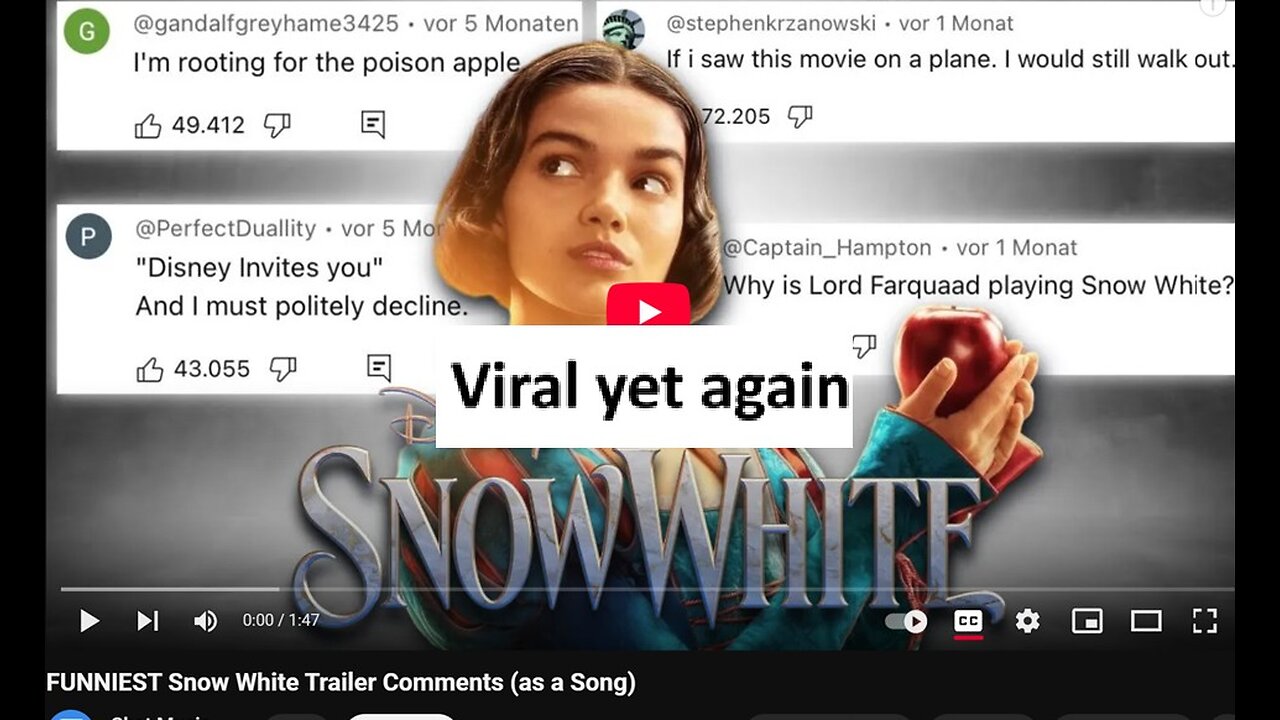 Disney snow white trailer comments goes viral again as movie flops
