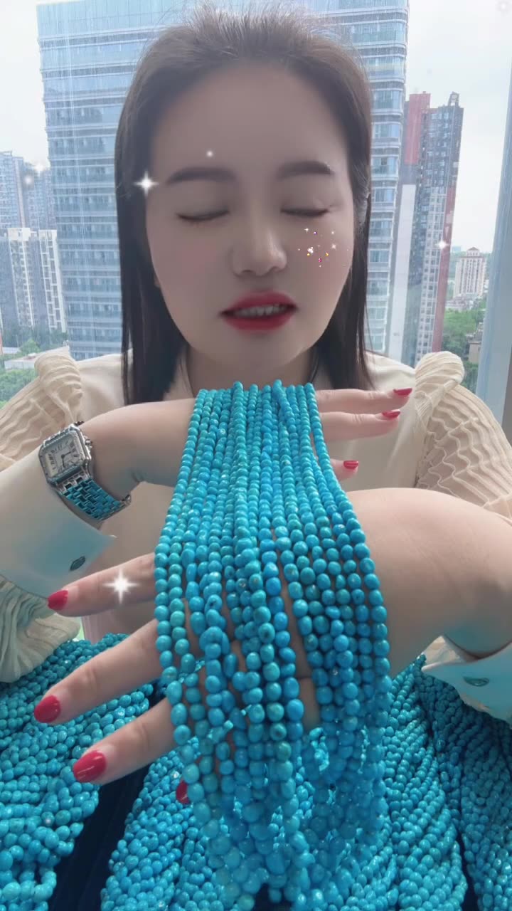 250606-4 Turquoise Bead Strand: Wear the Deep-Sea Secret Realm