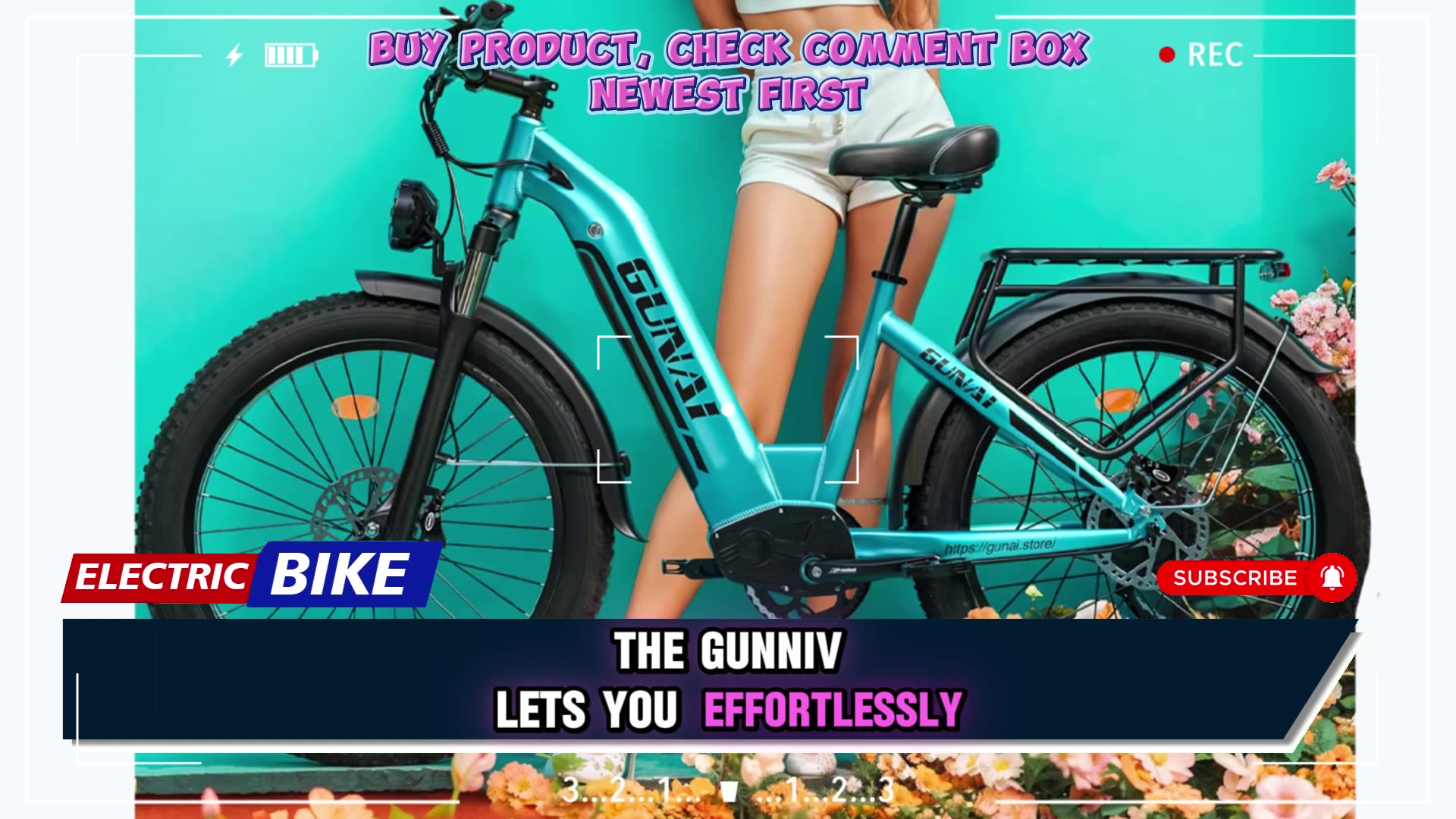 GUNAI-V Electric bike 1000W 48V 21AH Battery 6x4.0Inch Fat Tire Adults ...