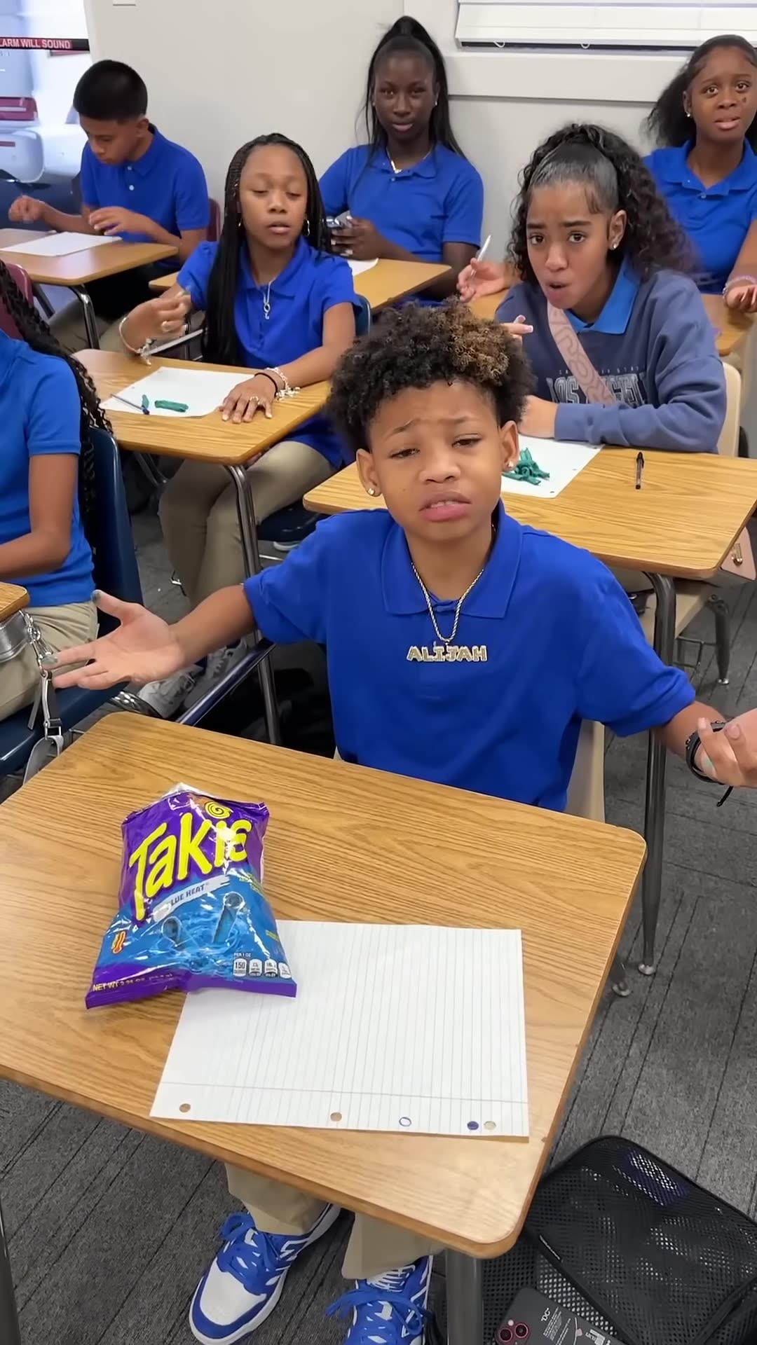 Kids get caught eating takis in class and teacher throws them away #shorts