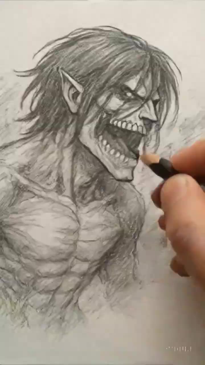 Eren Yeager Titan Transformation–Epic Anime Pencil Sketch Reveal # ...