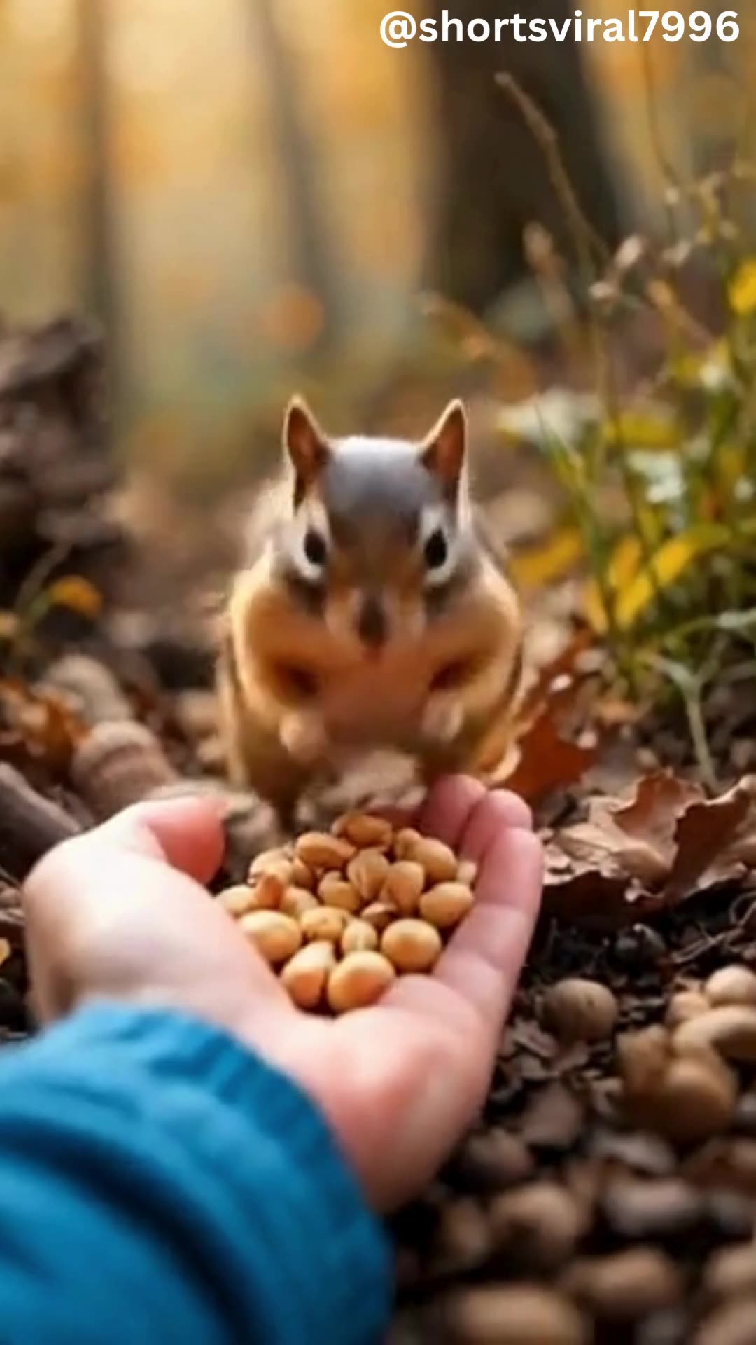 Feeding Peanuts to an Adorable Chipmunk Mom