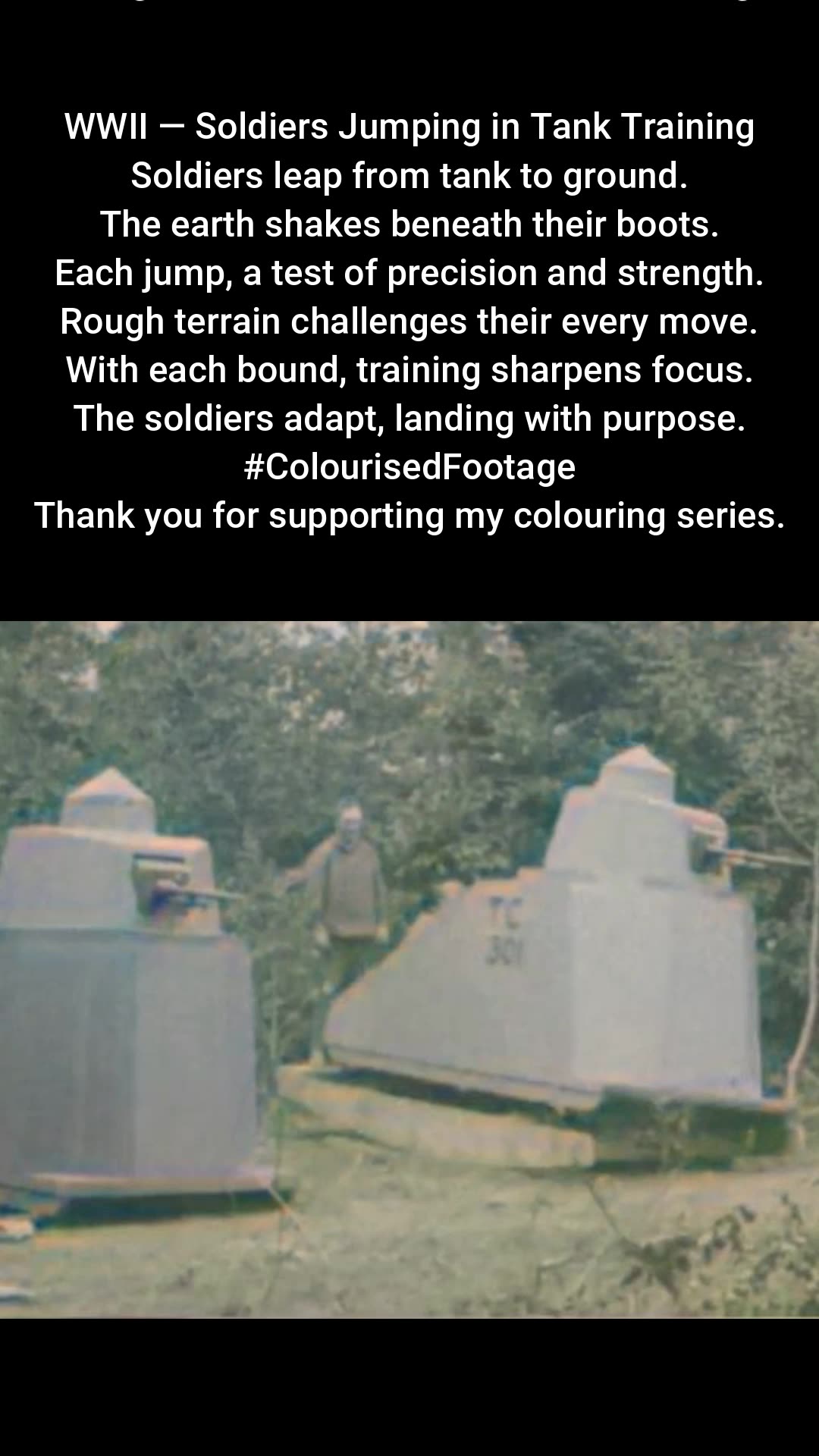 WWII Soldiers Jumping Tank Training Rough Terrain #ColourisedHistory